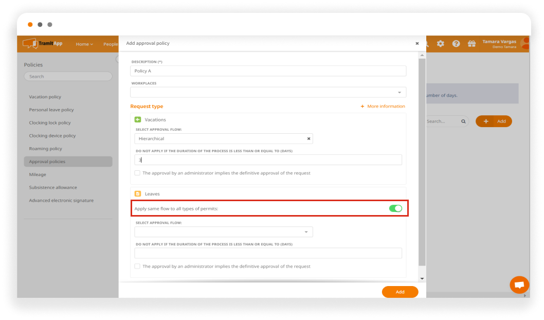 Configure double approval for transactions