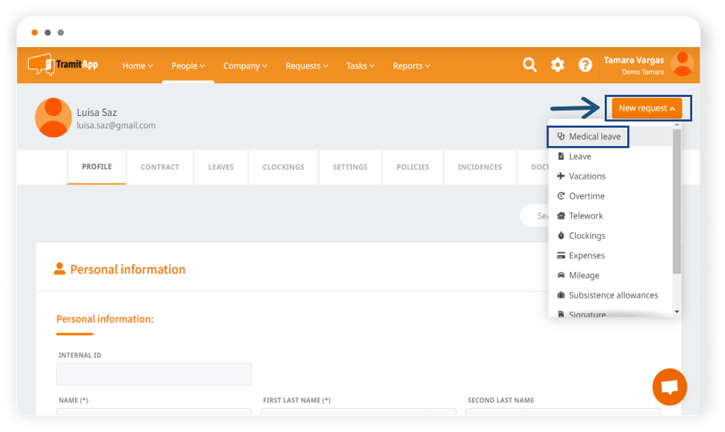 How to create a medical leave request