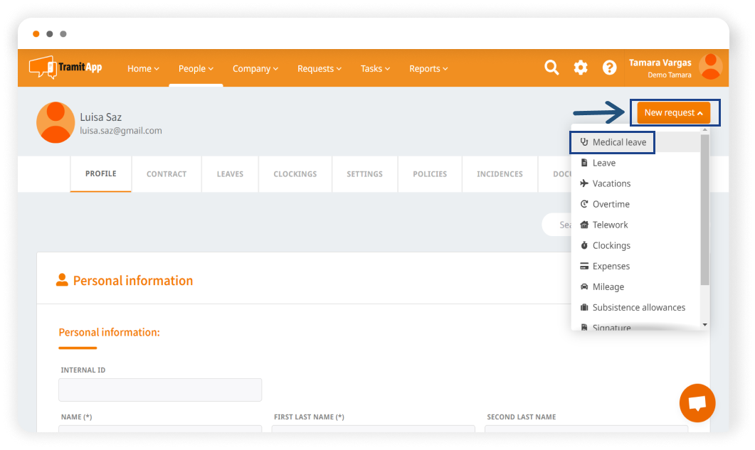 How to create a medical leave request