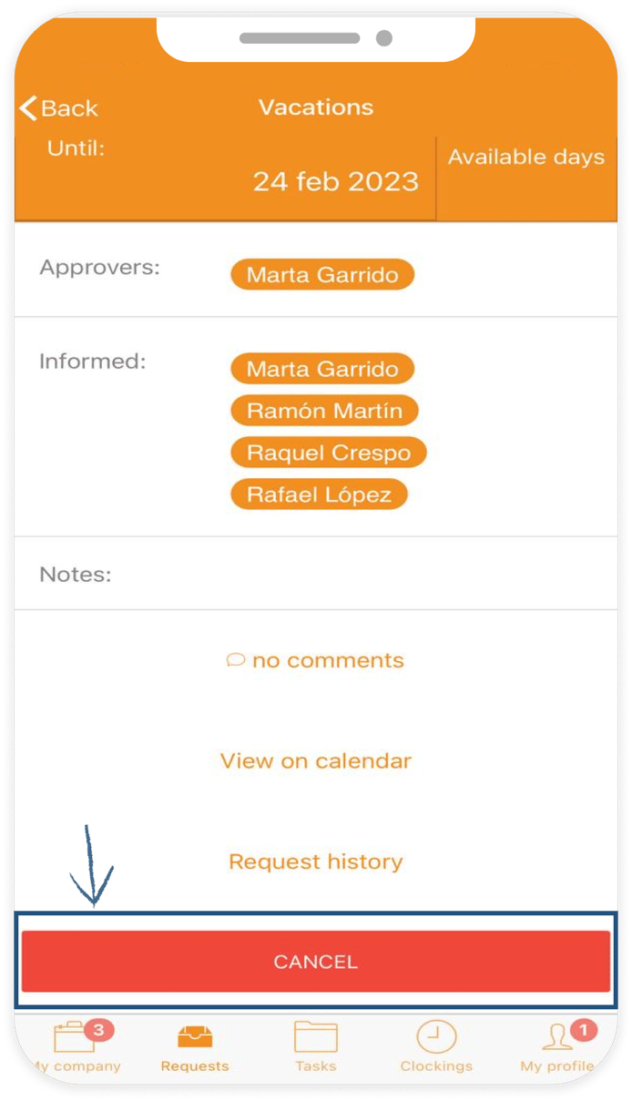 How to cancel a vacation request