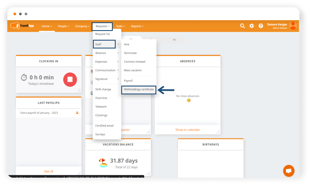 How to manage the withholdings certificate?