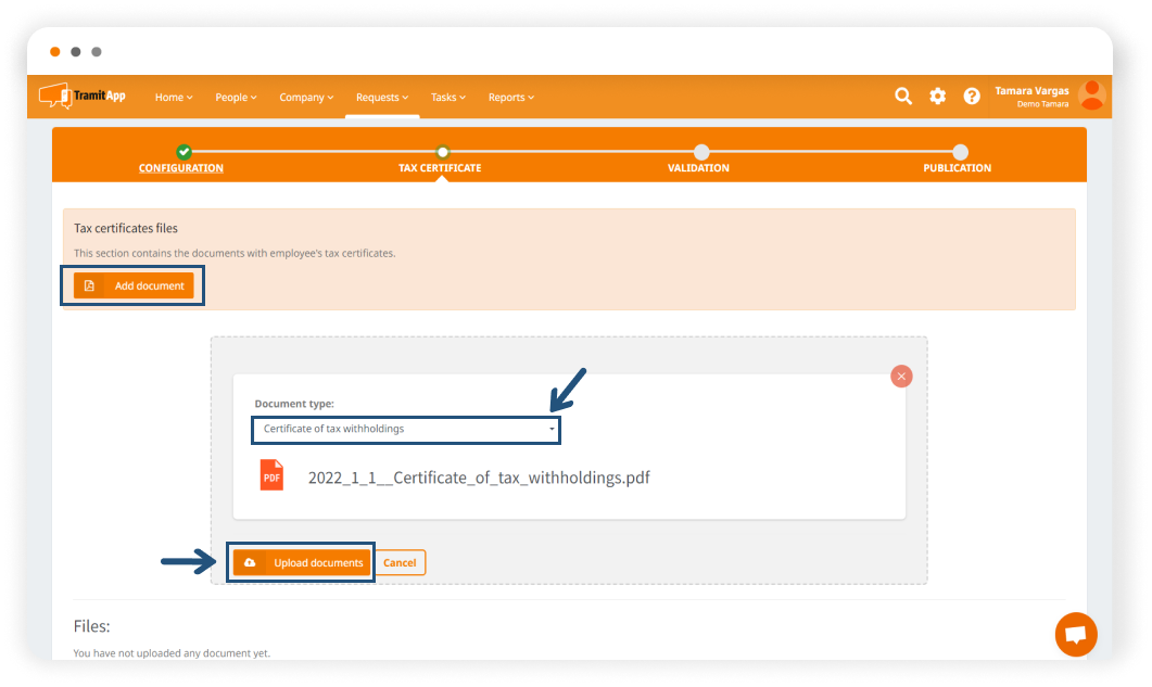 How to manage the withholdings certificate?