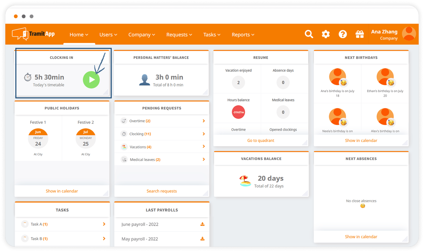How to clocking-in through the web?