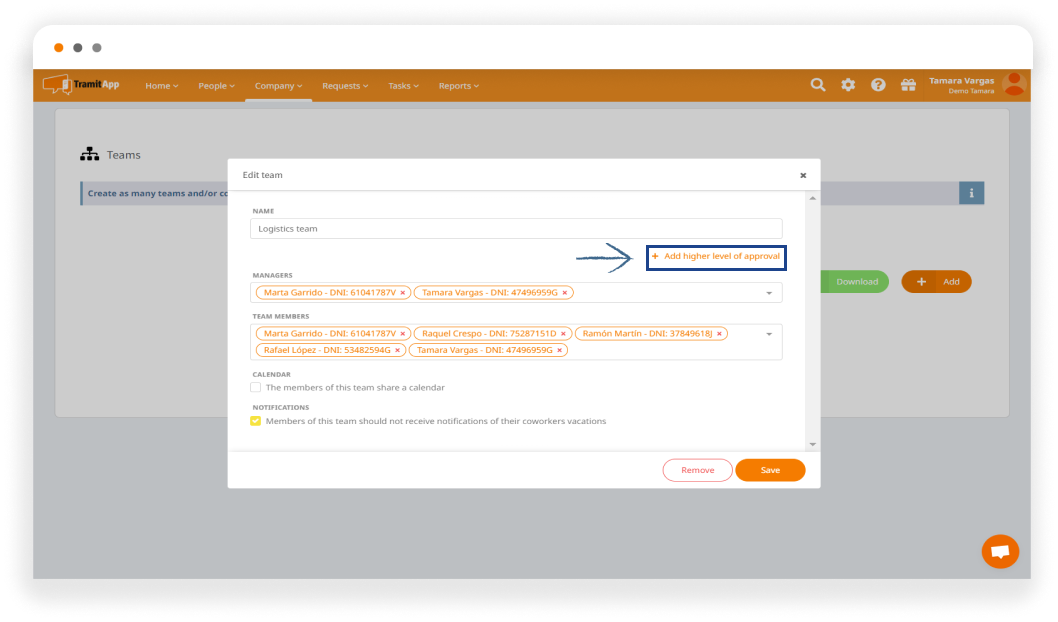 Configure double approval for transactions