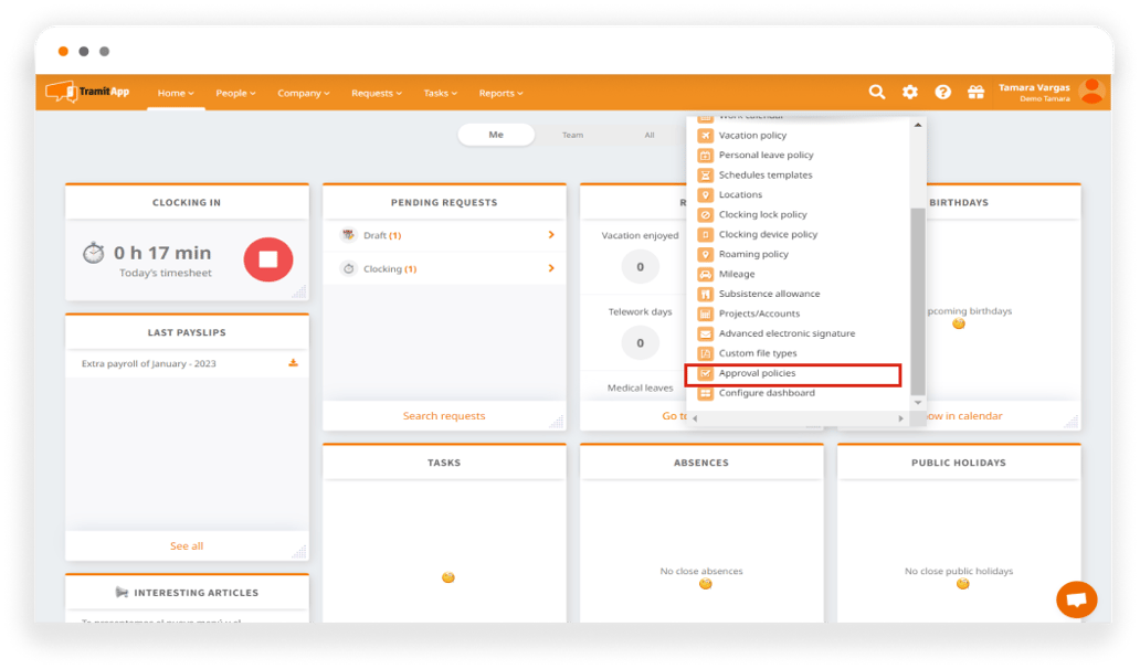 Configure double approval for transactions