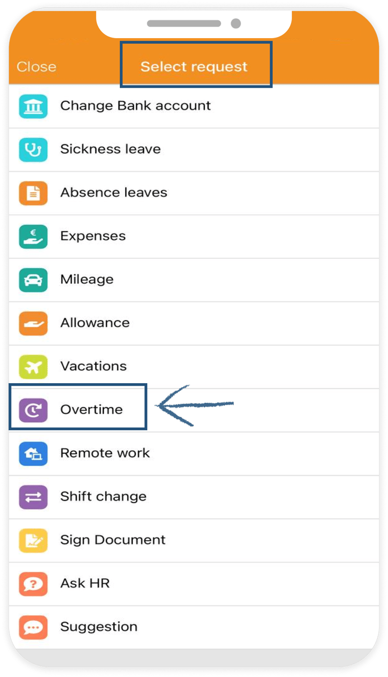 Processing overtime in the App