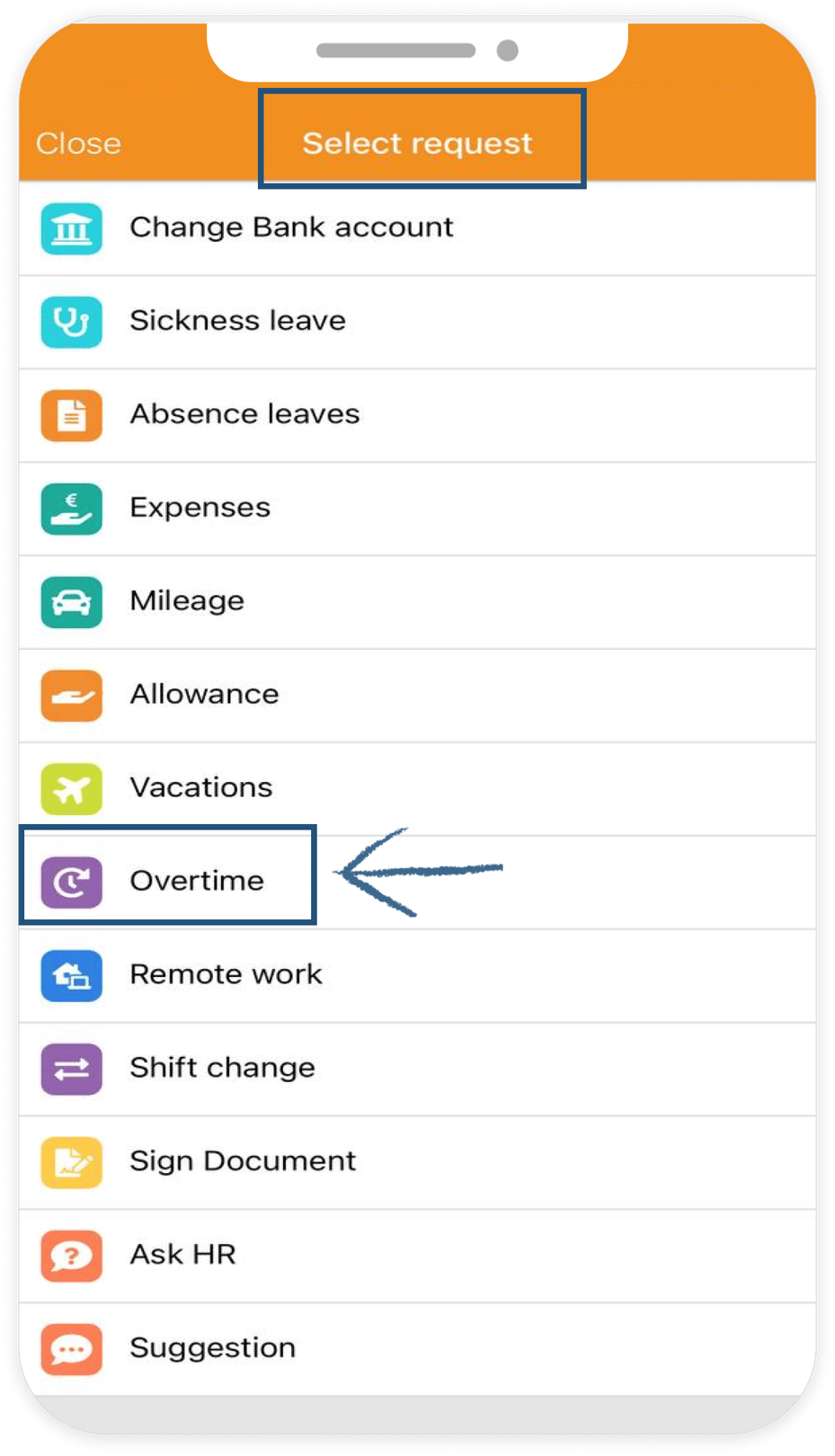 Processing overtime in the App