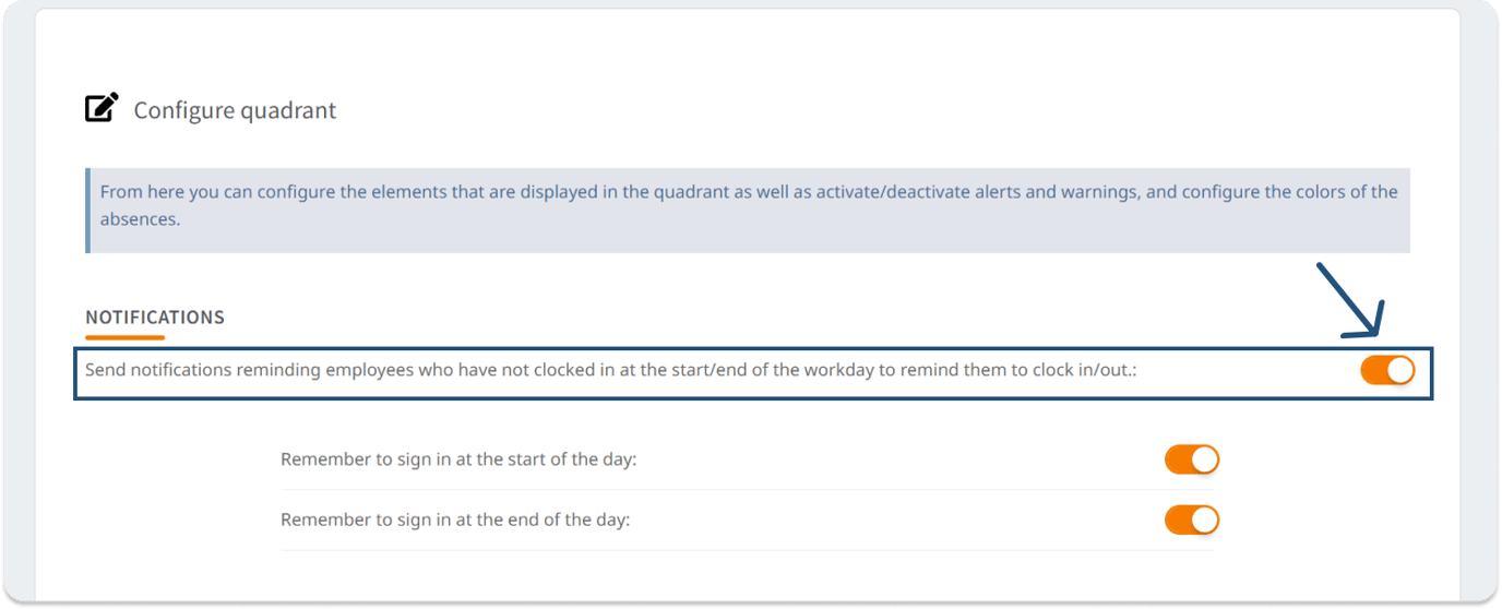 How to configure the work quadrant