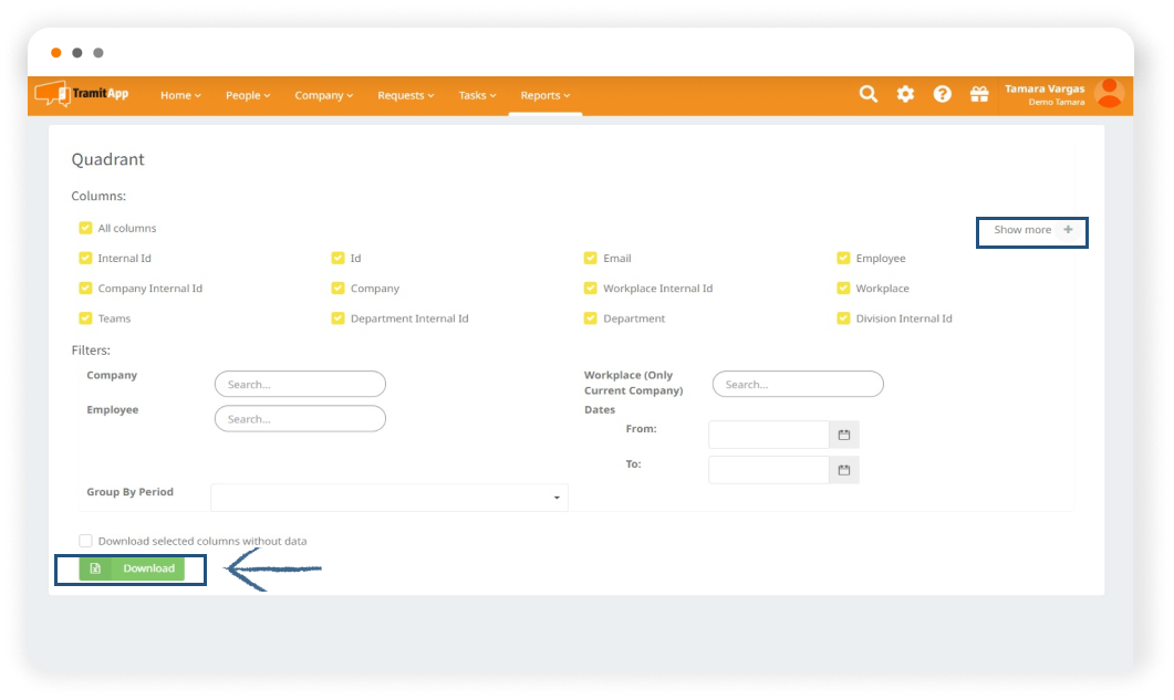 How to download the quadrant report