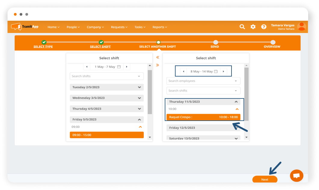 How to carry out a shift exchange