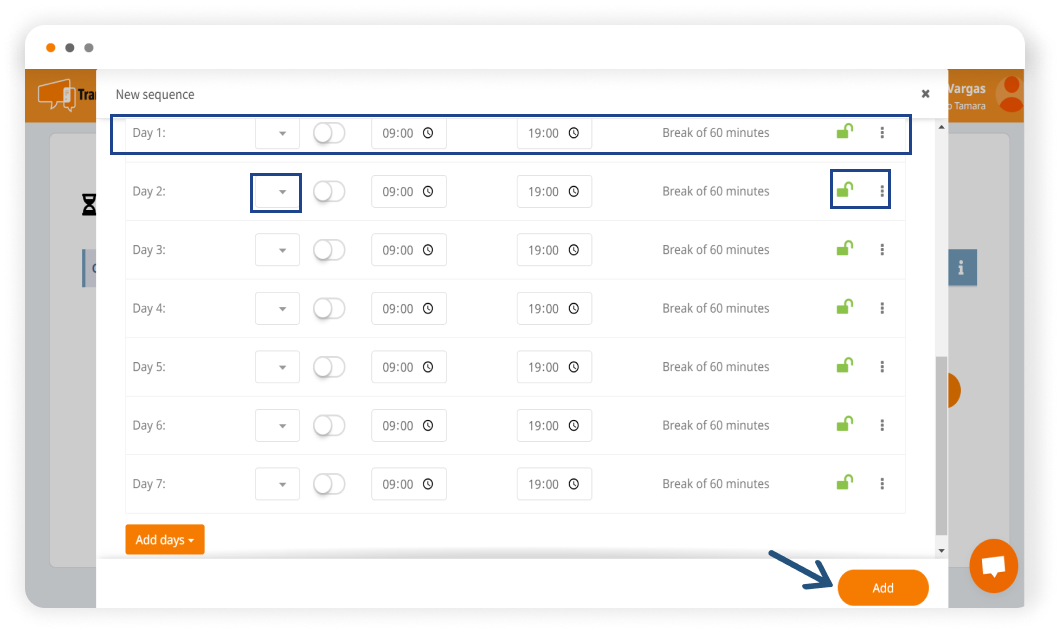 How to create a shift sequence using a template