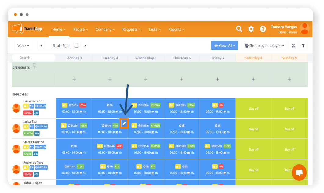 How to create a shift sequence using a template