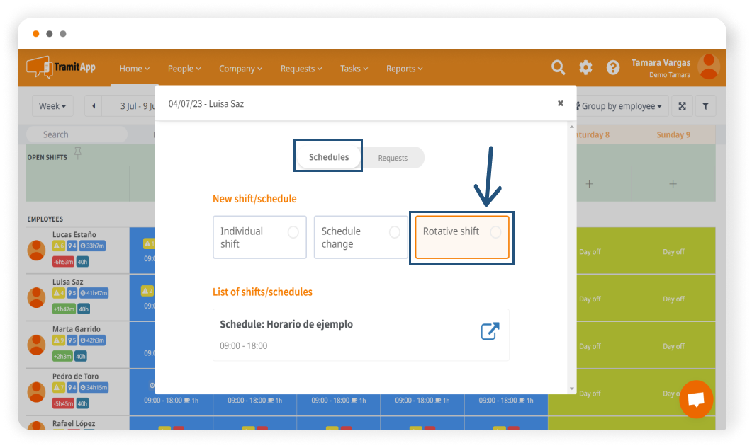 How to create a shift sequence using a template