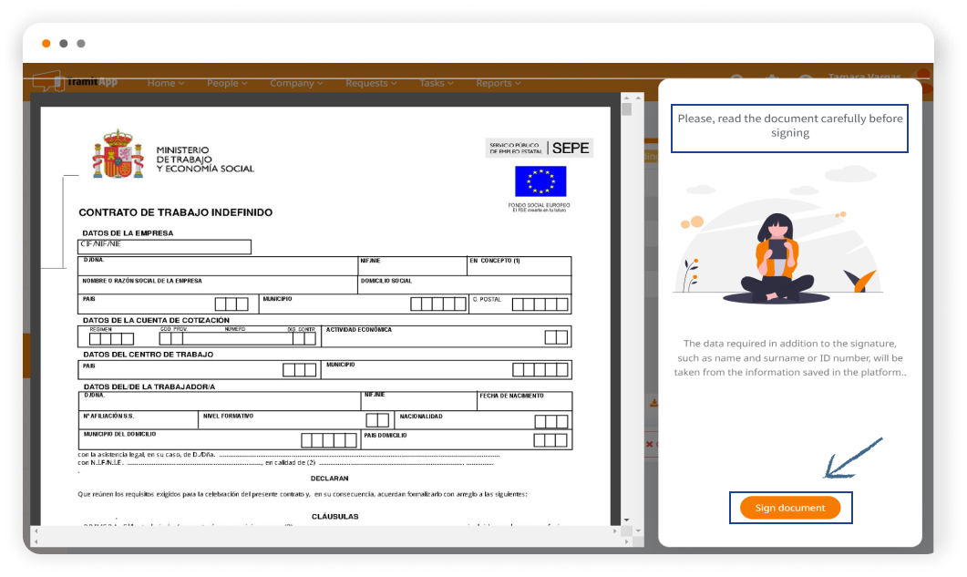 How to sign a document through the Web